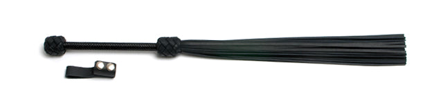 W12 Black Bridle Leather Tails (5mm wide) Short Plaited Handle Flogger ...